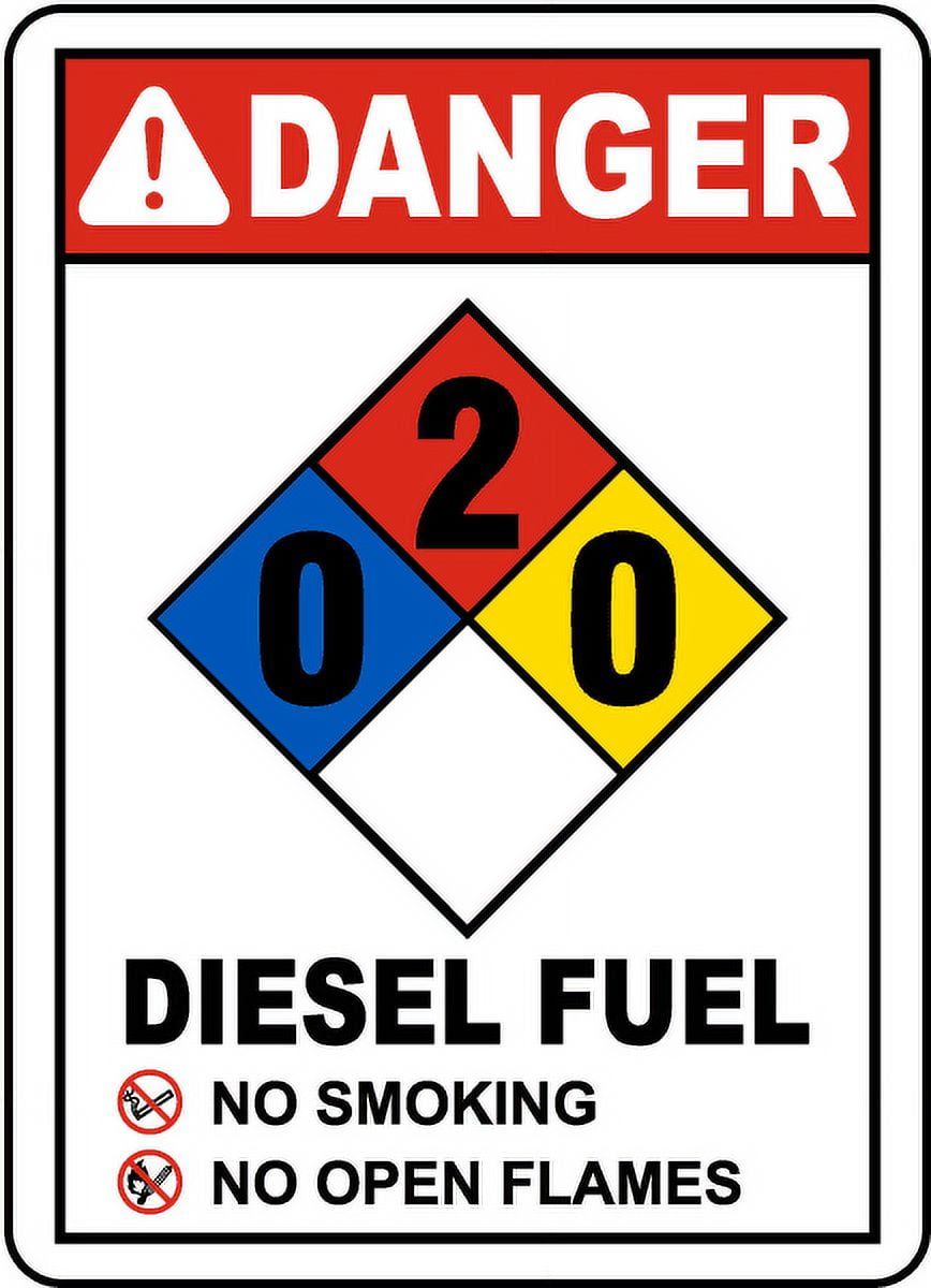 Vinyl Stickers - NFPA Diesel Fuel 0-2-0 Sign - Safety and Warning ...