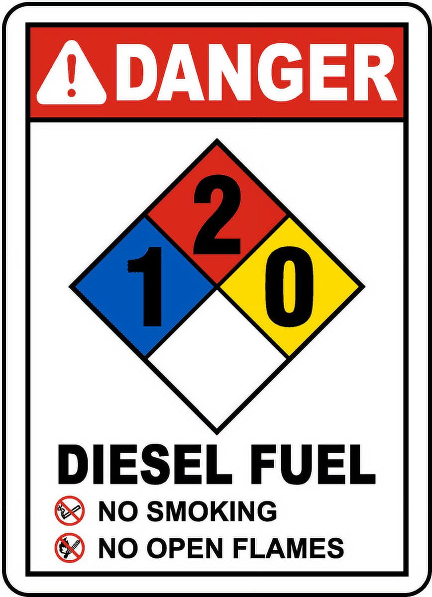 Vinyl Stickers - NFPA Diesel Fuel 1-2-0 Sign - Safety and Warning ...