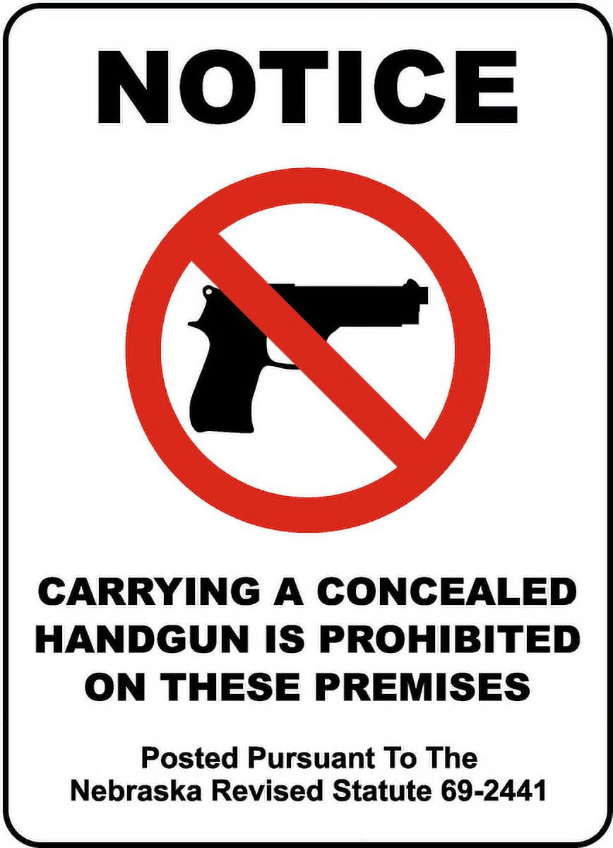 Vinyl Stickers - Nebraska Concealed Handguns Prohibited Sign - Safety ...