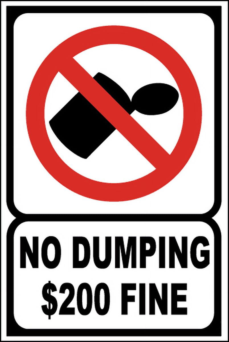 Vinyl Stickers - No Dumping $200 Fine Sign - Safety and Warning ...
