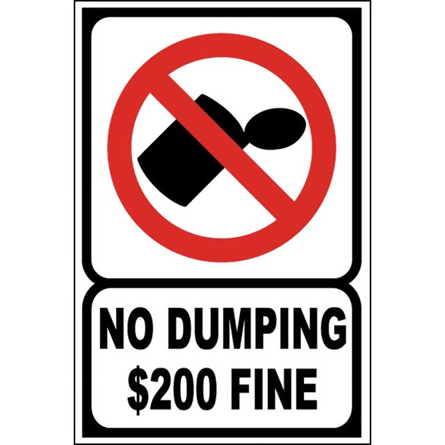 Vinyl Stickers - No Dumping $200 Fine Sign - Safety and Warning ...