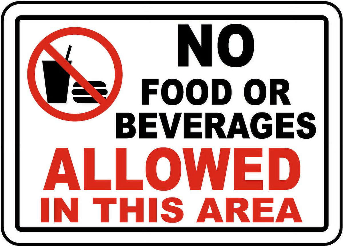 Vinyl Stickers - No Food/Beverages Allowed in Area Sign - Safety and ...