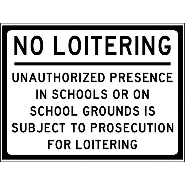Vinyl Stickers - No Loitering School Grounds Sign - Safety and Warning ...