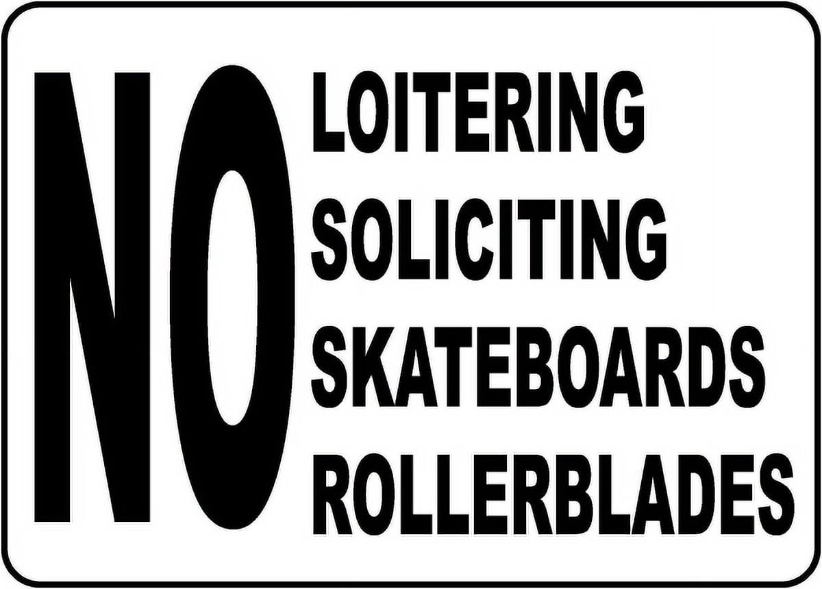 Vinyl Stickers - No Loitering Skateboarding Sign - Safety and Warning ...