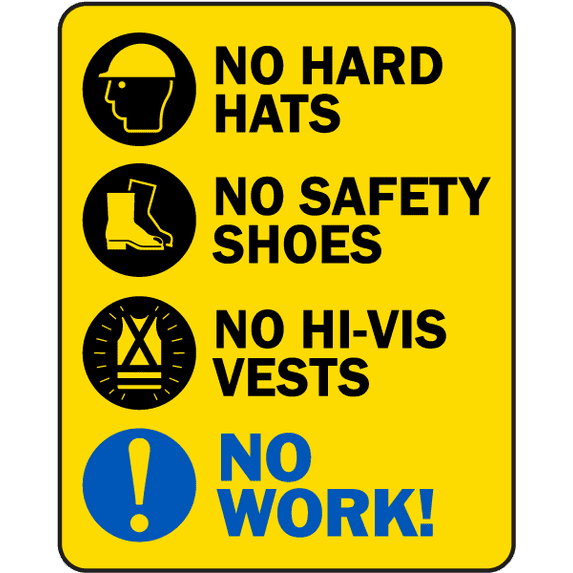 Vinyl Stickers - No PPE No Work Sign - Safety and Warning Warehouse ...