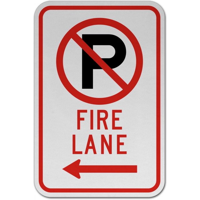 Vinyl Stickers - No Parking Fire Lane (Left Arrow) Sign T8 - Safety and ...