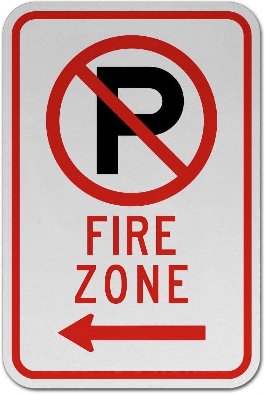 Vinyl Stickers - No Parking Fire Zone (Left Arrow) Sign W3 - Safety and ...