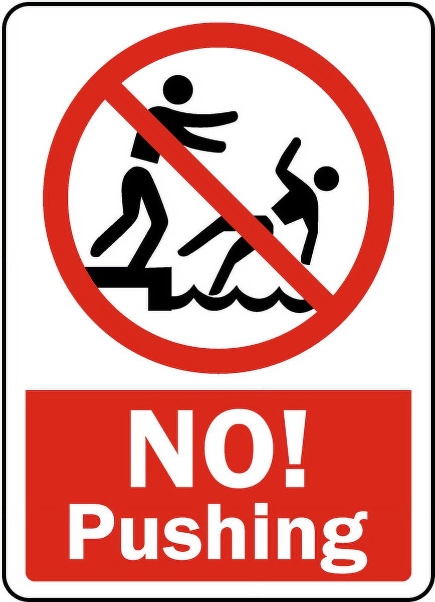 Vinyl Stickers - No Pushing Sign - Safety and Warning Warehouse Signs ...