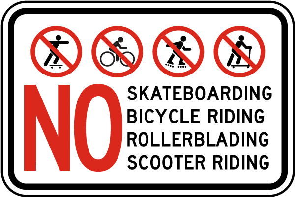 Vinyl Stickers - No Skateboarding Rollerblading Sign I6-Safety and ...