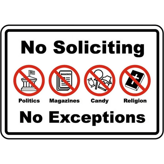 Vinyl Stickers - No Soliciting No Exceptions Sign J1 - Safety and ...