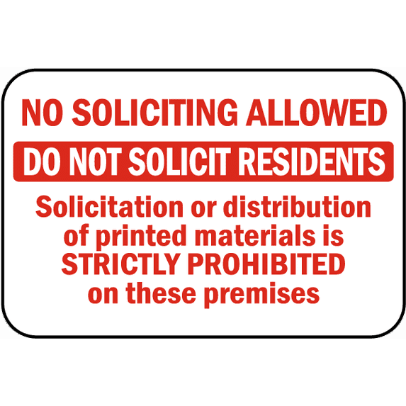 Vinyl Stickers - No Soliciting Residents Sign - Safety and Warning ...