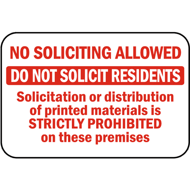 Vinyl Stickers - No Soliciting Residents Sign - Safety and Warning ...