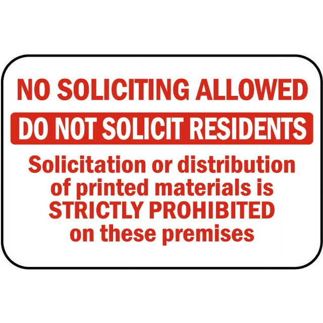 Vinyl Stickers - No Soliciting Residents Sign - Safety and Warning ...