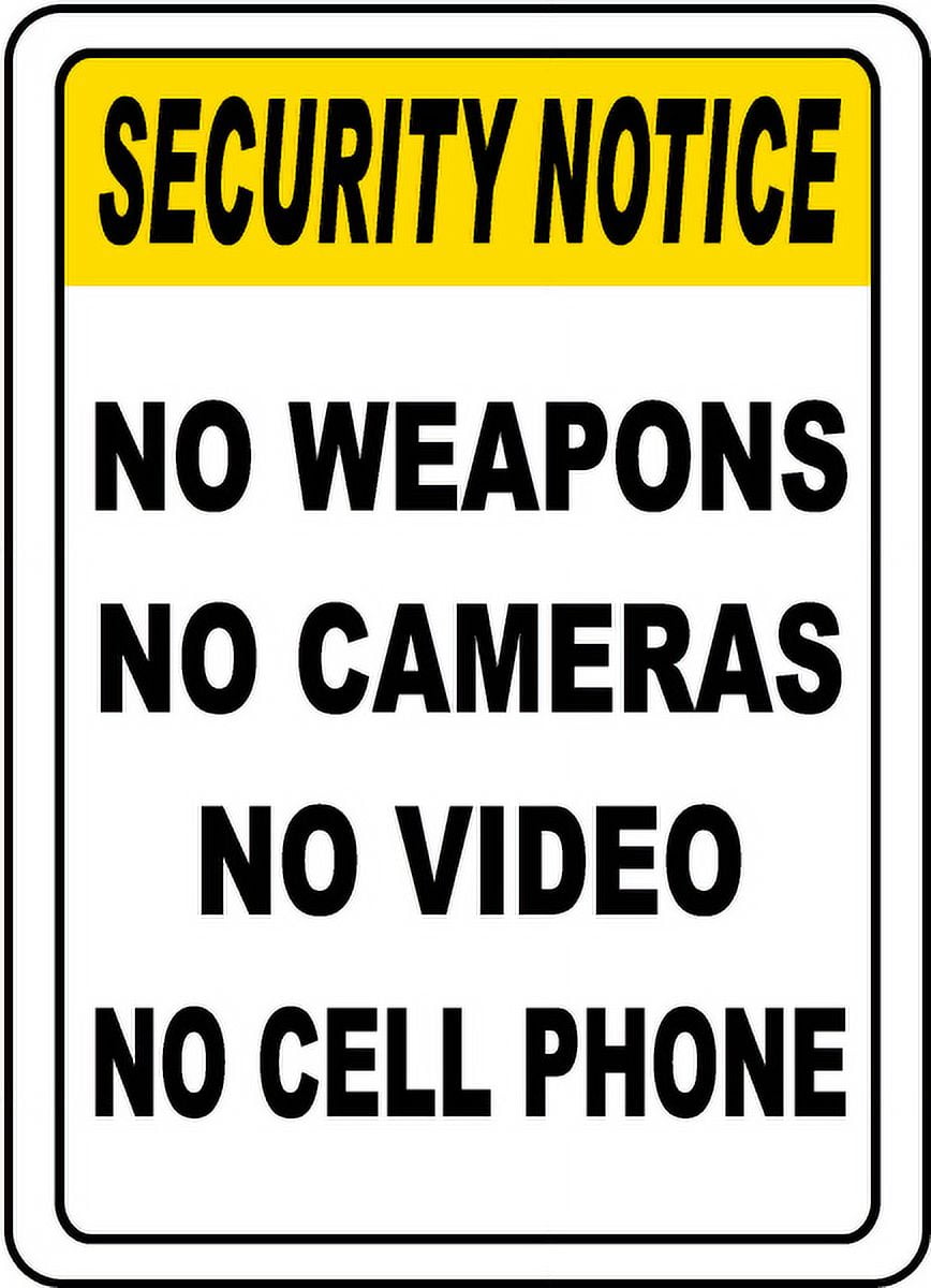 Vinyl Stickers - No Weapons No Cameras Sign - Safety and Warning ...