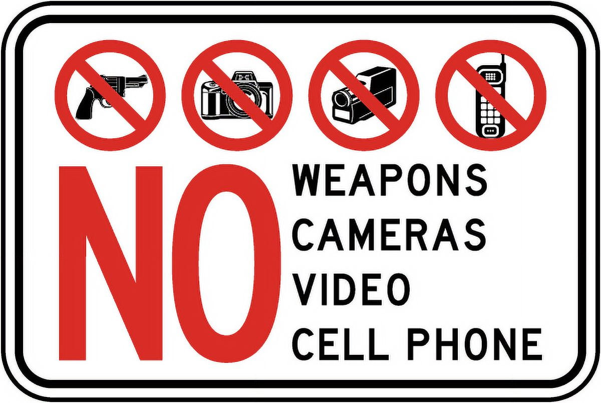 Vinyl Stickers - No Weapons Video Cameras Sign - Safety and Warning ...