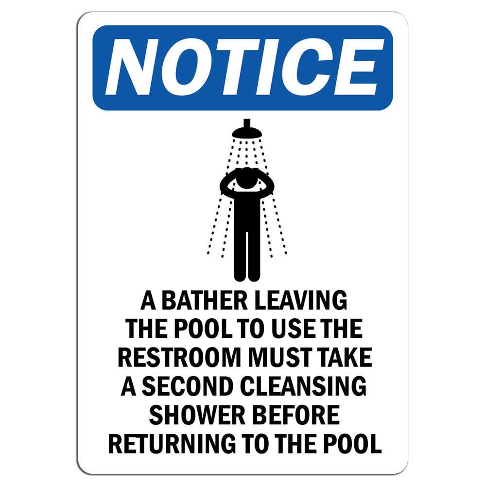 Vinyl Stickers - Notice - A Bather Leaving The Pool to Sign with Symbol ...