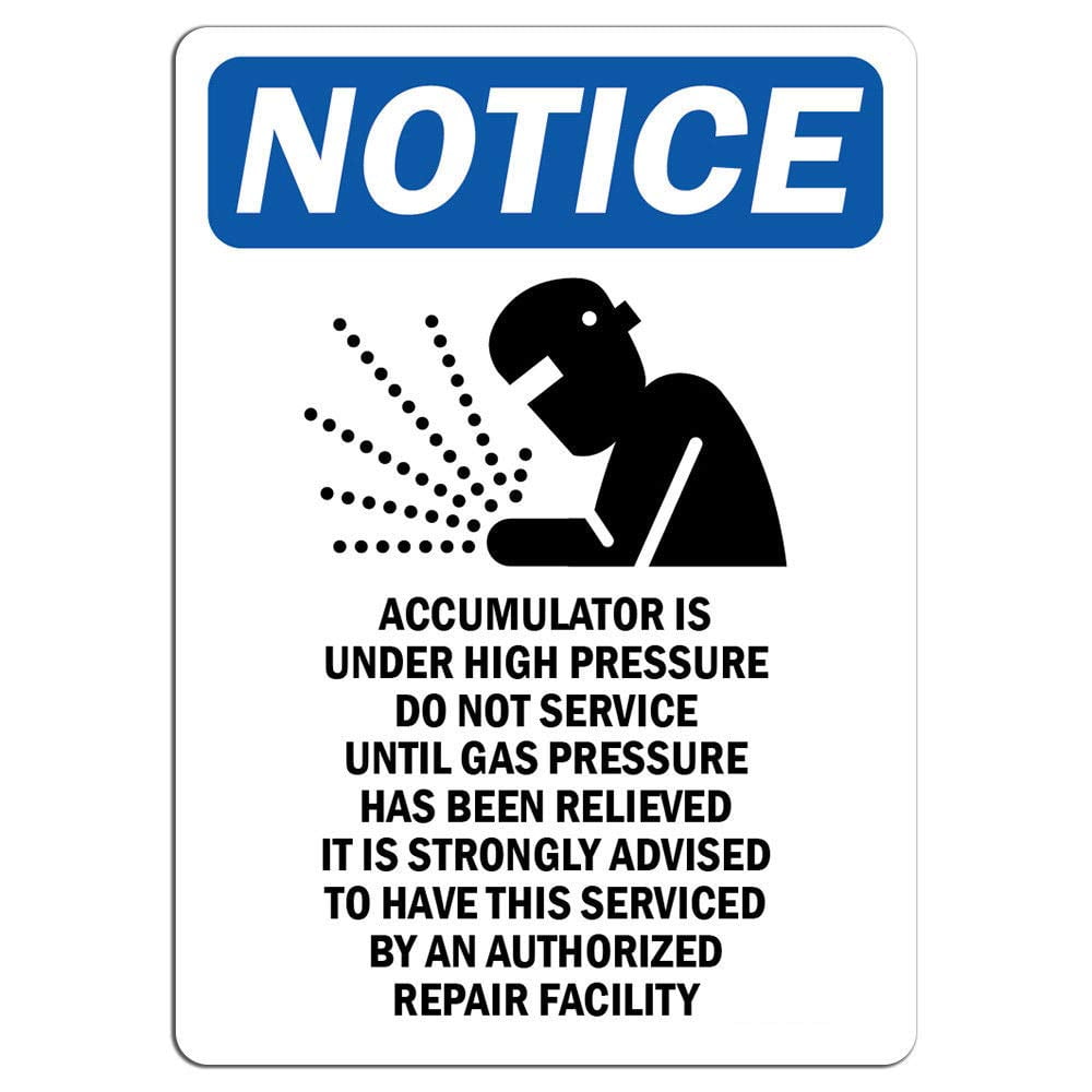 Vinyl Stickers - Notice - Accumulator is Under High Pressure Sign with ...