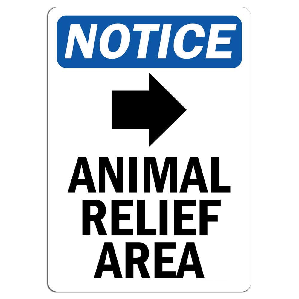 Vinyl Stickers - Notice - Animal Relief Area [Right Arrow] Sign with ...