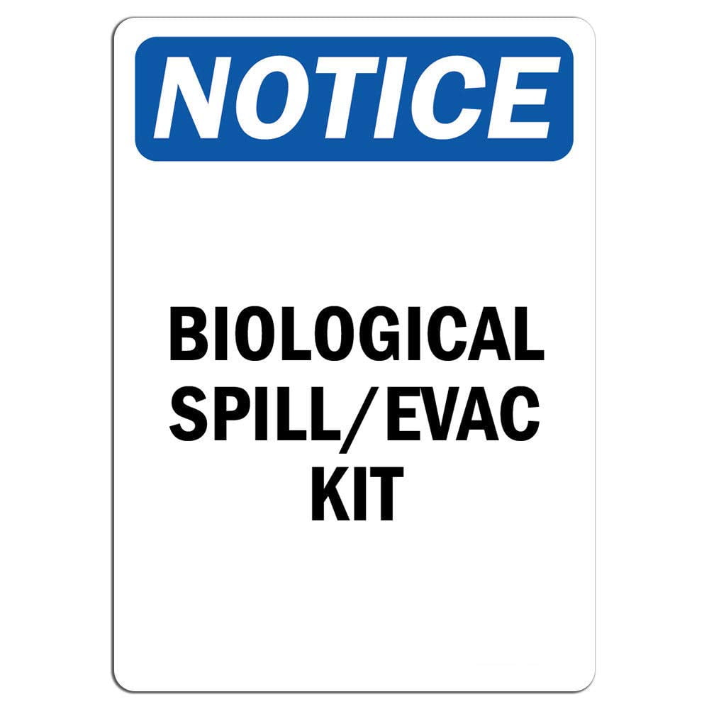 Vinyl Stickers - Notice - Biological Spill Evac Kit Sign - Safety and ...