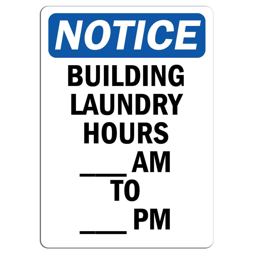 Vinyl Stickers - Notice - Building Laundry Hours_ Am to_ Pm Sign ...