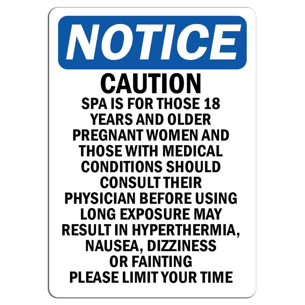Vinyl Stickers - Notice - Caution Spa is for Those 18 Years and Older ...