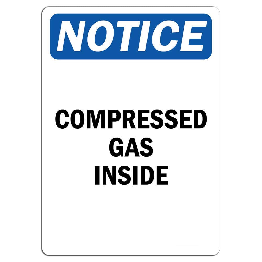 Vinyl Stickers - Notice - Compressed Gas Inside Sign - Safety and ...