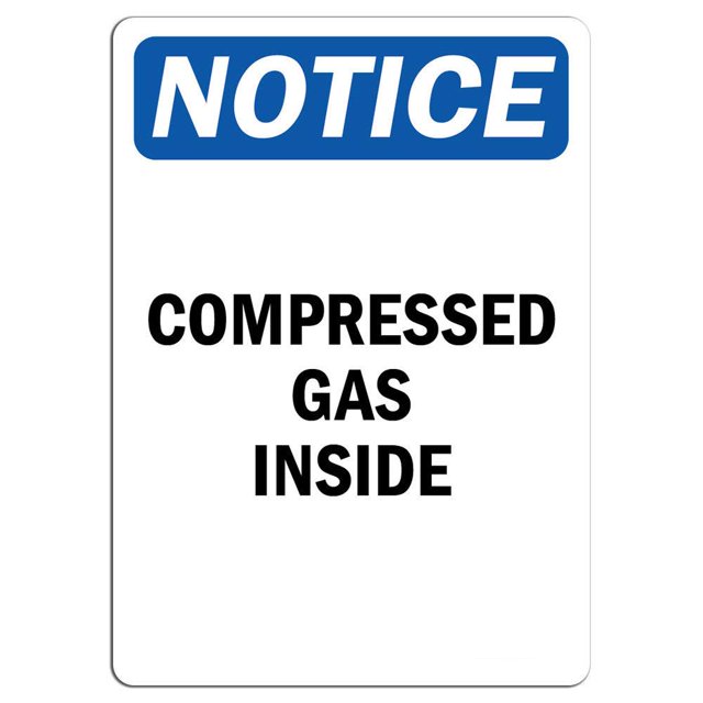 Vinyl Stickers - Notice - Compressed Gas Inside Sign - Safety and ...