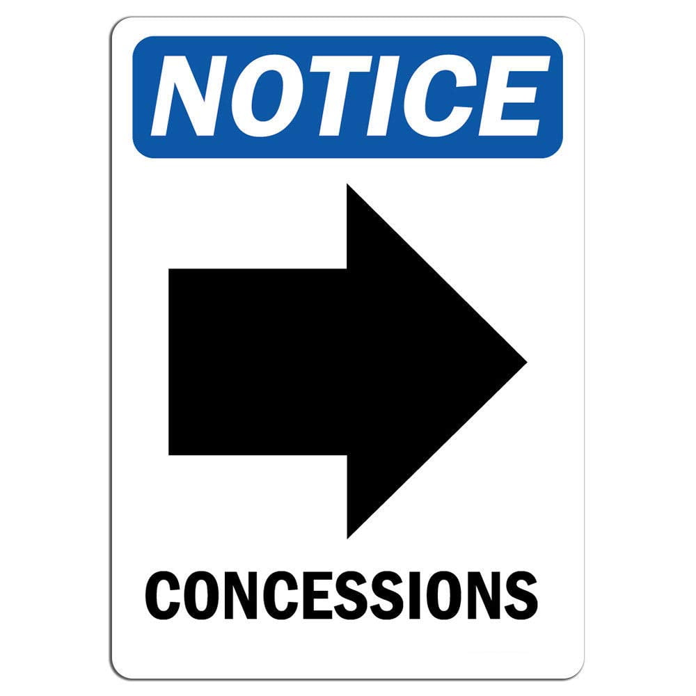 Vinyl Stickers - Notice - Concessions [Right Arrow] Sign with Symbol ...