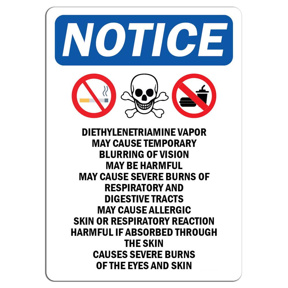 Vinyl Stickers - Notice - Diethylenetriamine Vapor May Sign with Symbol ...