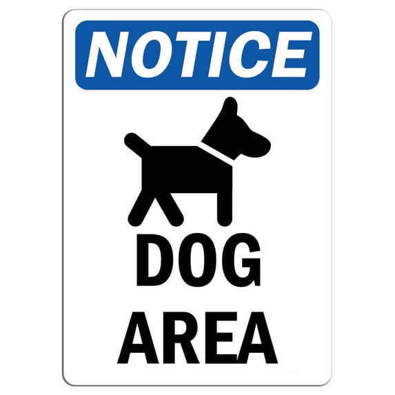 Vinyl Stickers - Notice - Dog Area Sign with Symbol - Safety and ...