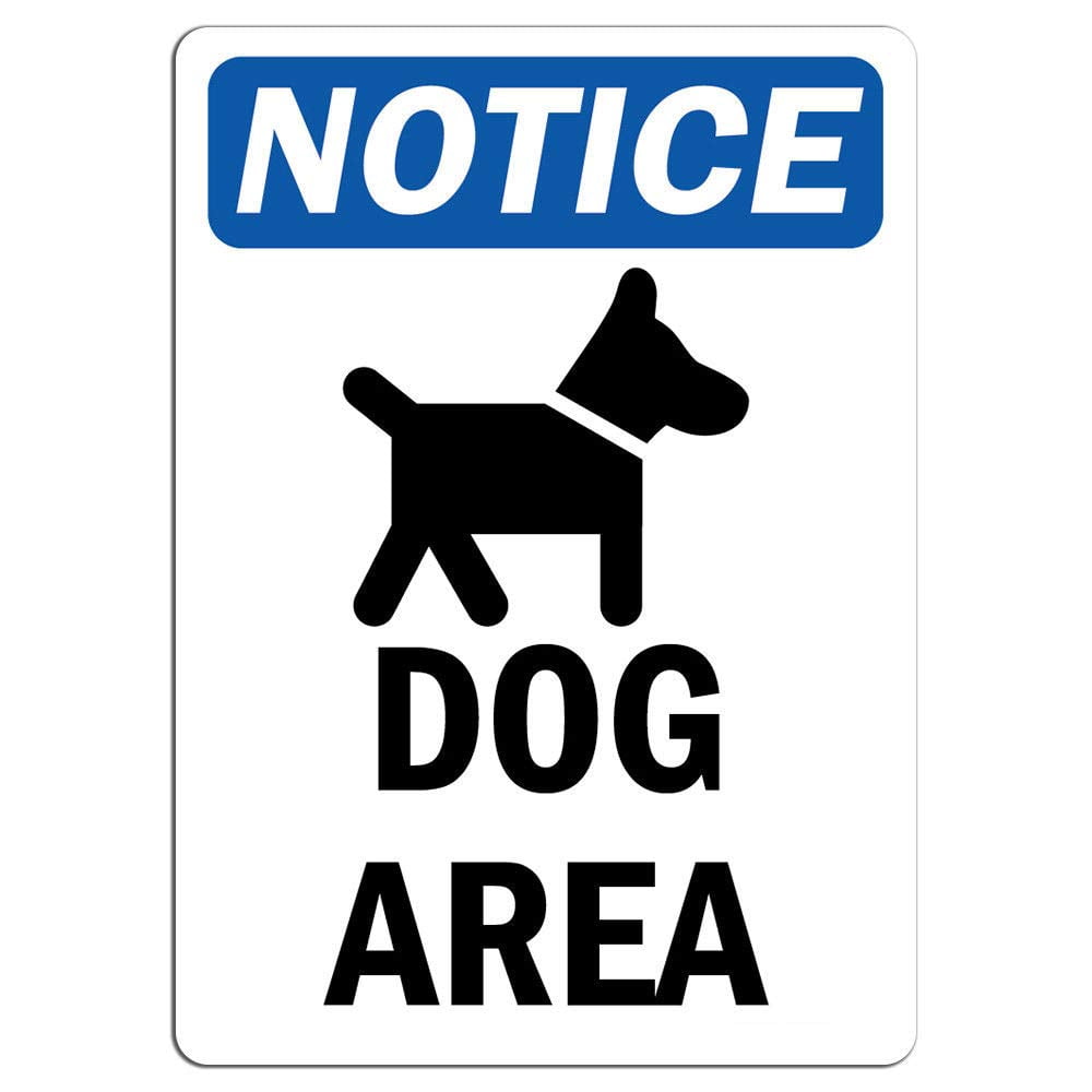 Vinyl Stickers - Notice - Dog Area Sign with Symbol - Safety and ...