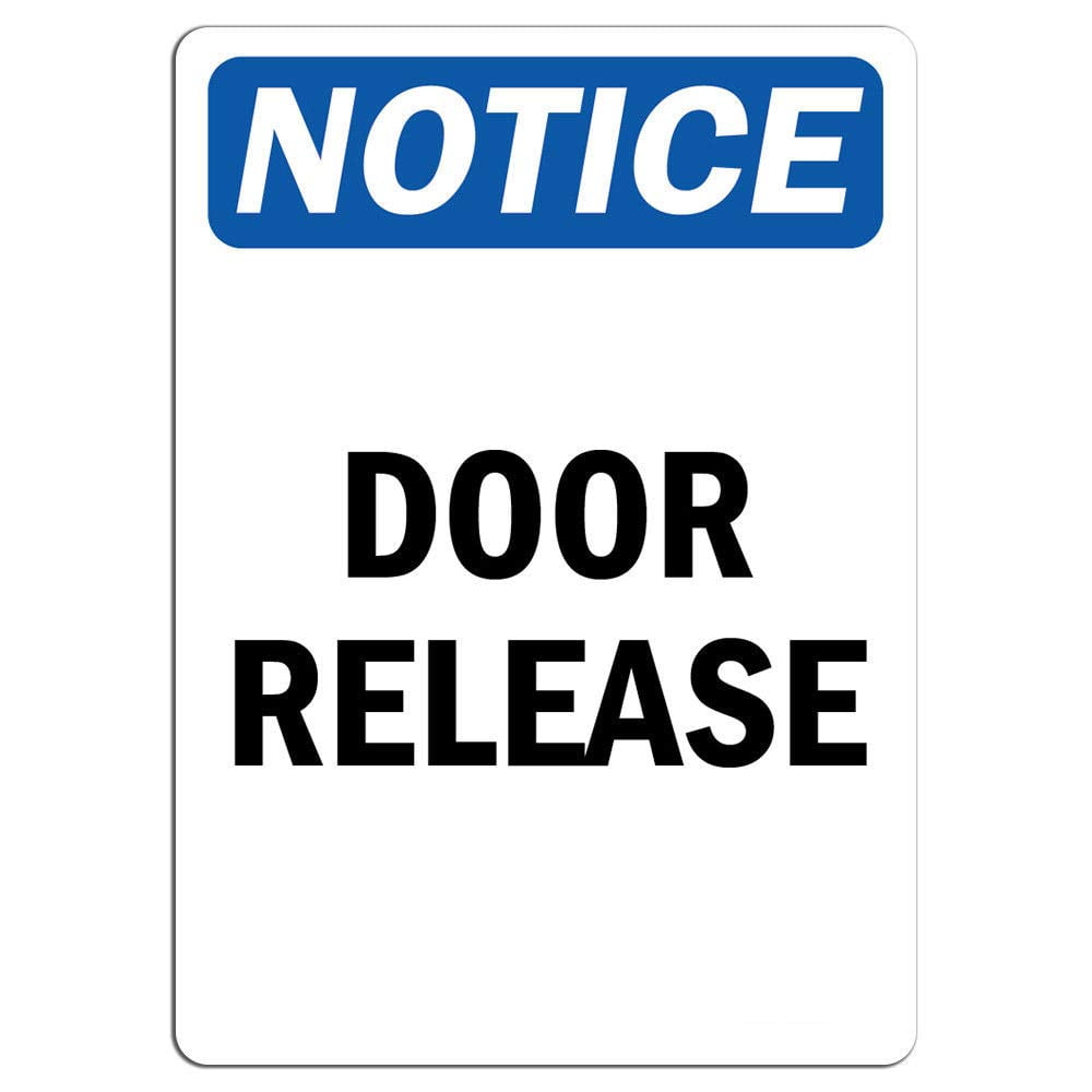 Vinyl Stickers - Notice - Door Release Sign - Safety and Warning ...