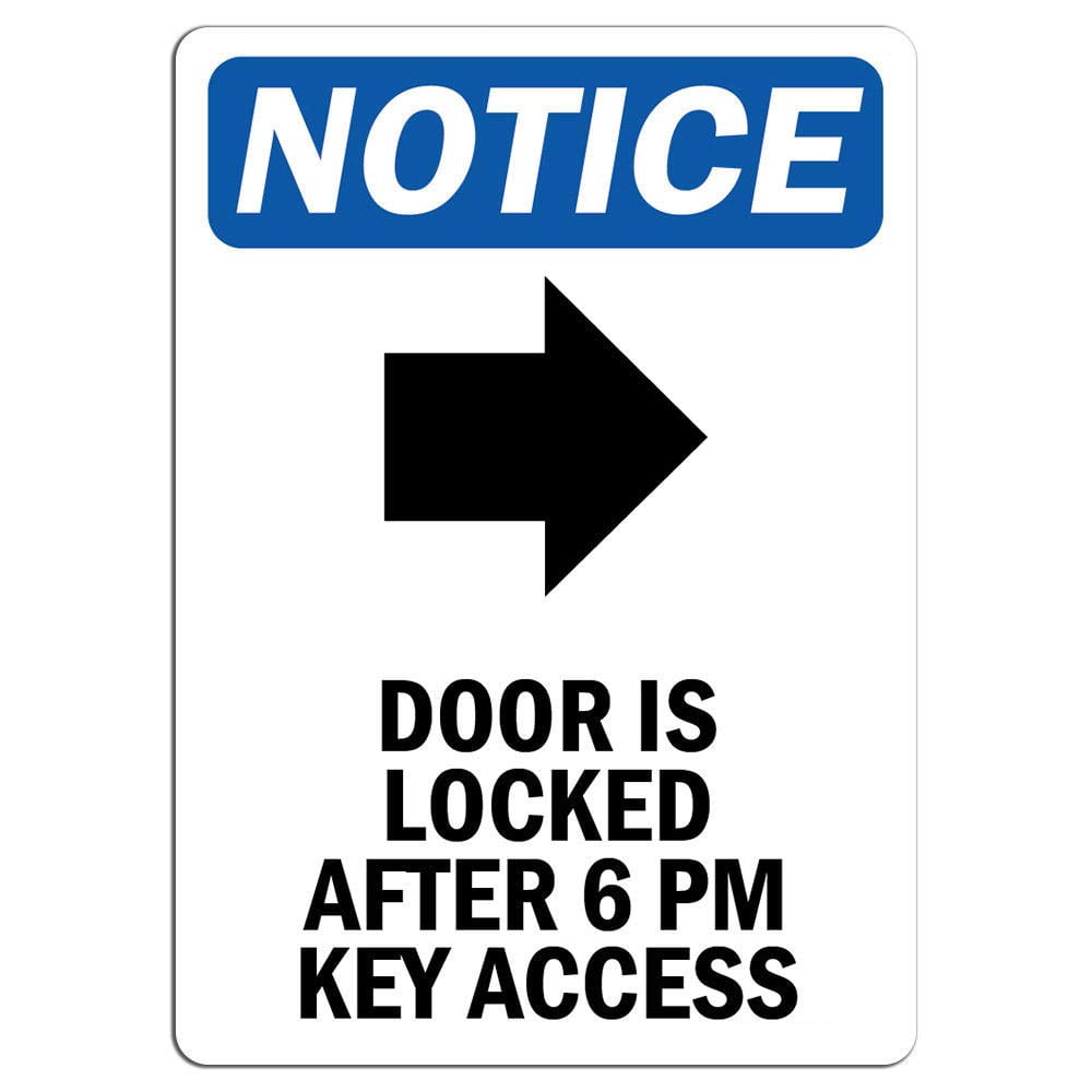 Vinyl Stickers - Notice - Door is Locked After 6 Pm Key Sign with ...