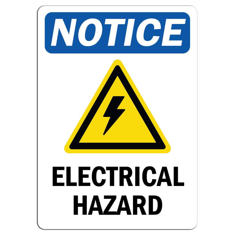 Vinyl Stickers - Notice - Electrical Hazard Sign with Symbol - Safety ...