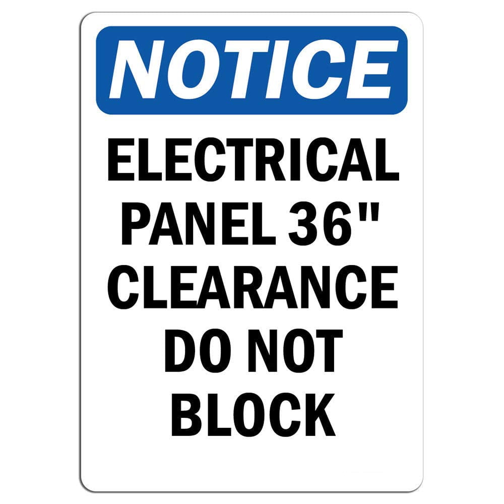 Vinyl Stickers - Notice - Electrical Panel 36 Clearance Sign - Safety ...