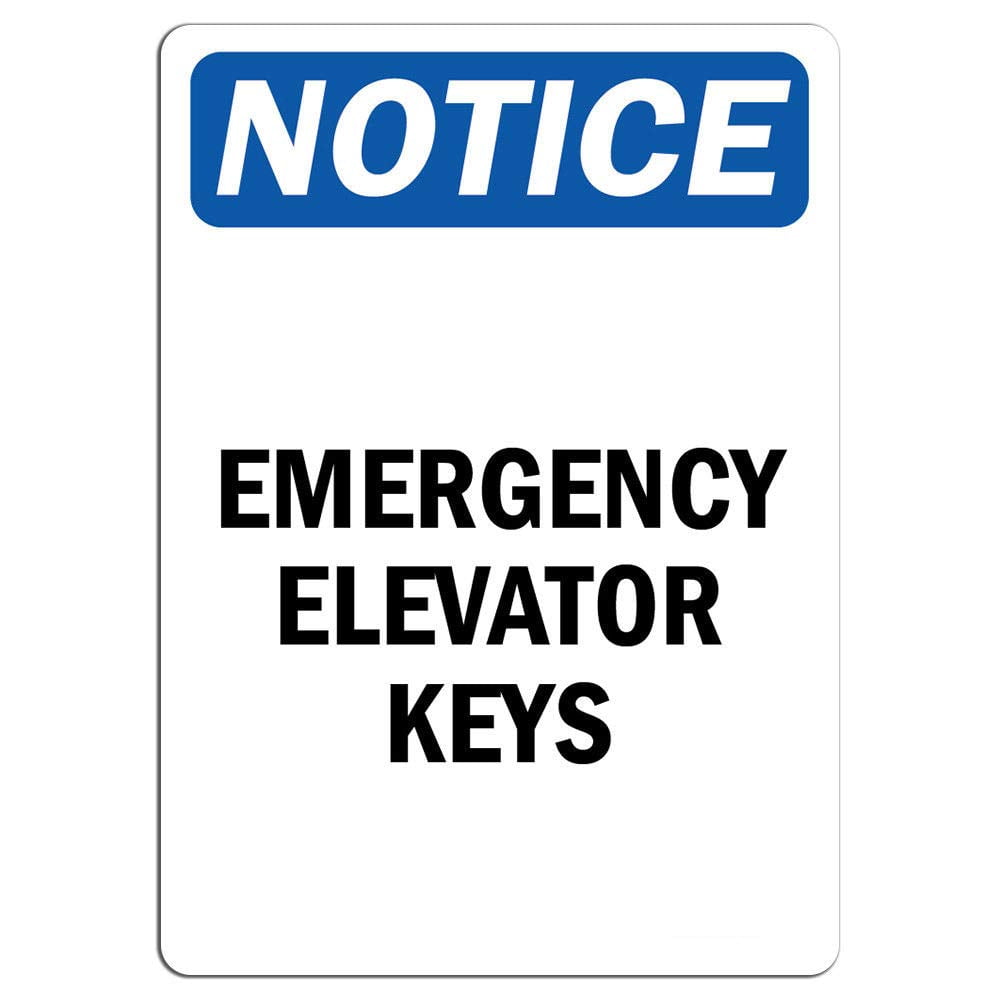 Vinyl Stickers - Notice - Emergency Elevator Keys Sign - Safety and ...
