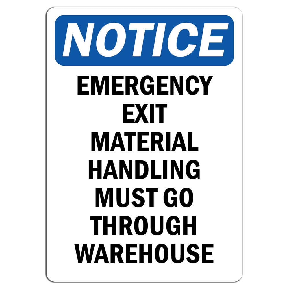 Vinyl Stickers - Notice - Emergency Exit Material Handling Sign ...