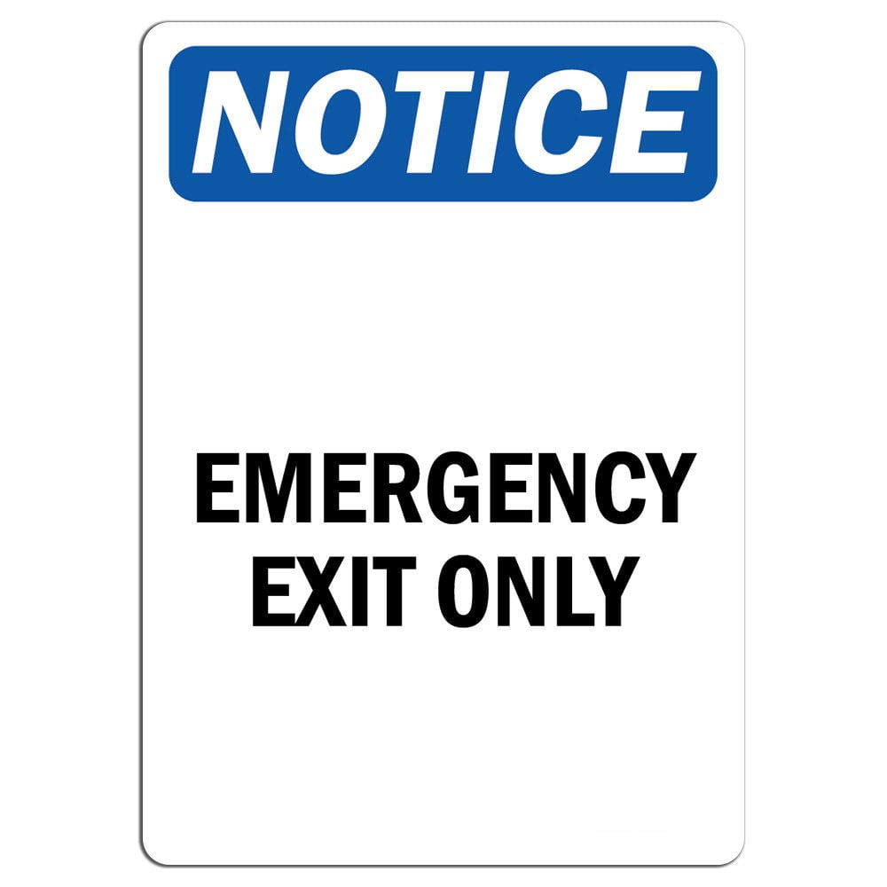 Vinyl Stickers - Notice - Emergency Exit Only Sign - Safety and Warning ...