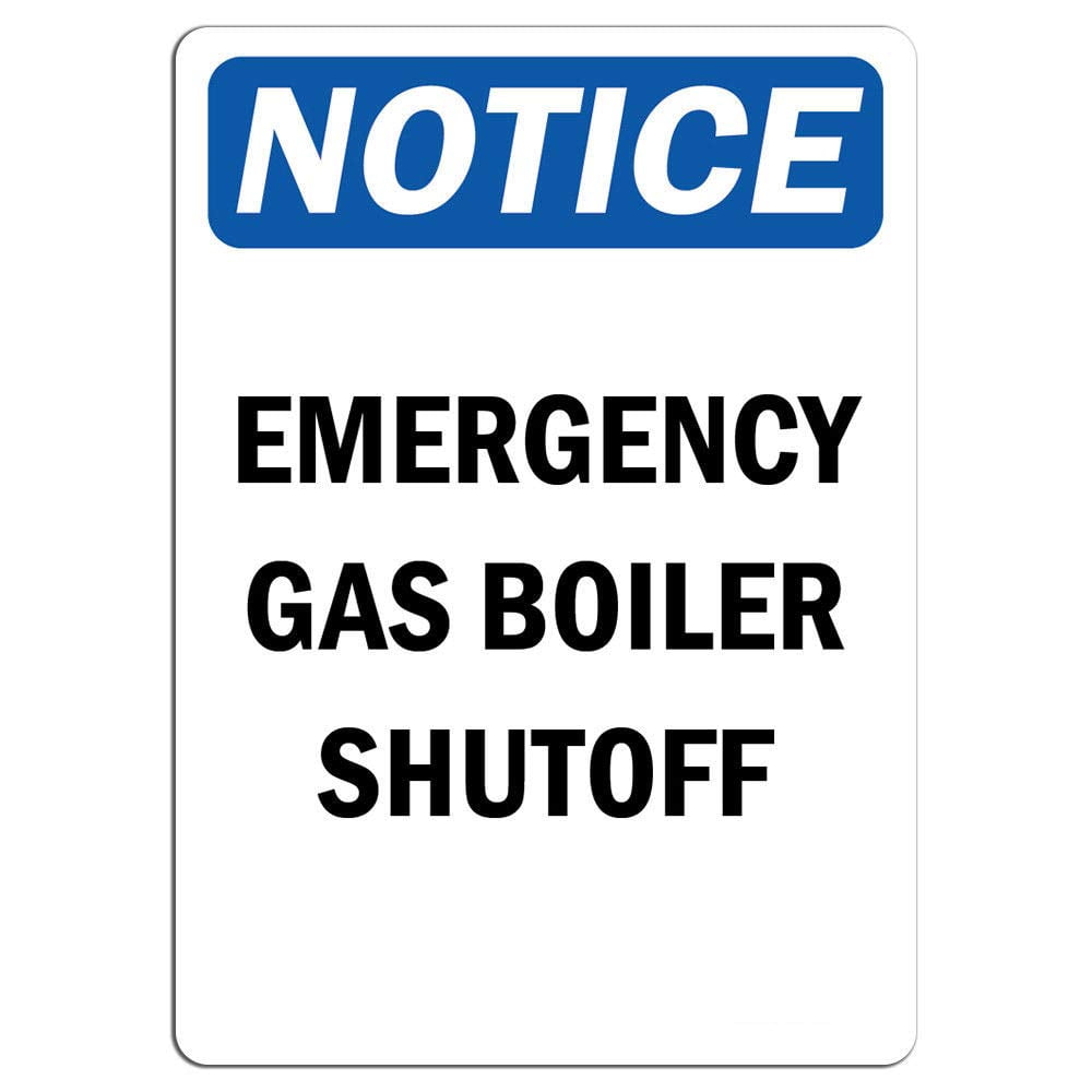 Vinyl Stickers - Notice - Emergency Gas Boiler Shutoff Sign - Safety ...