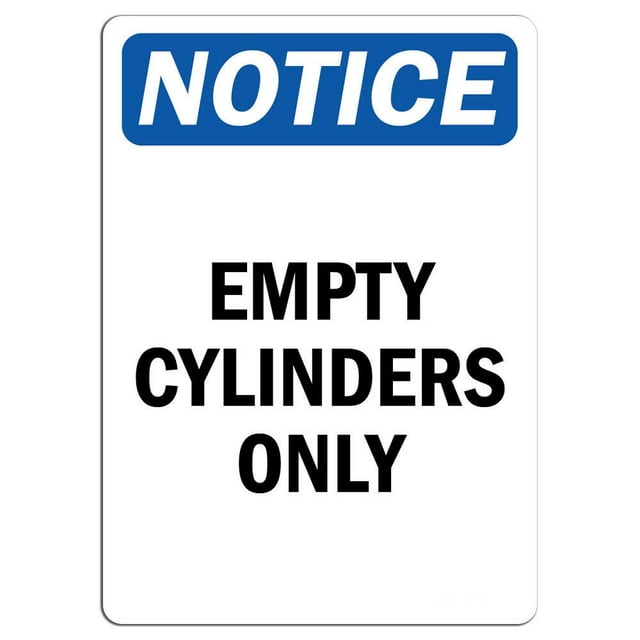 Vinyl Stickers - Notice - Empty Cylinders Only Sign - Safety and ...