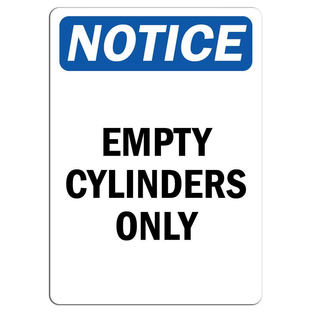 Vinyl Stickers - Notice - Empty Cylinders Only Sign - Safety and ...