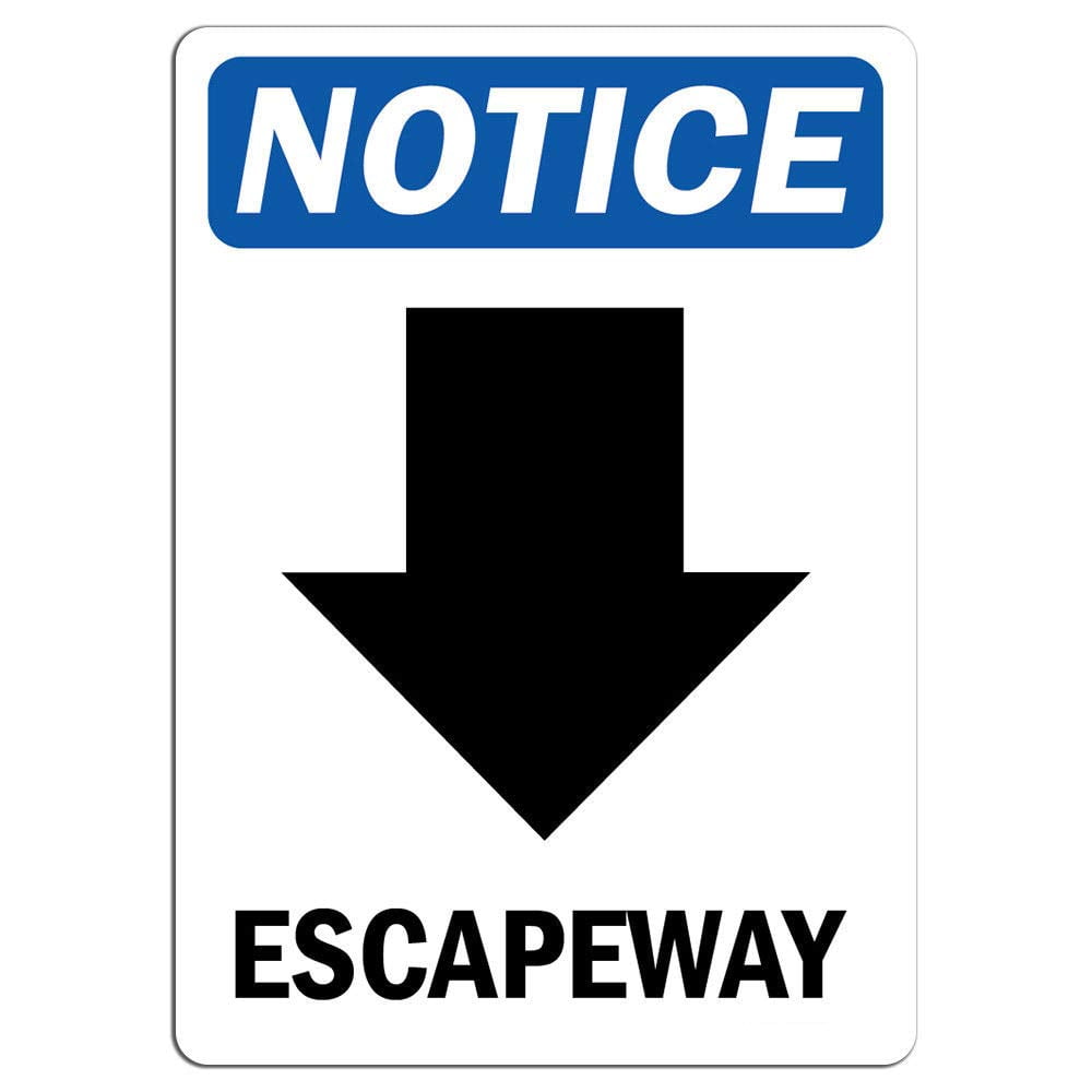 Vinyl Stickers - Notice - Escapeway [Down Arrow] Sign with Symbol ...
