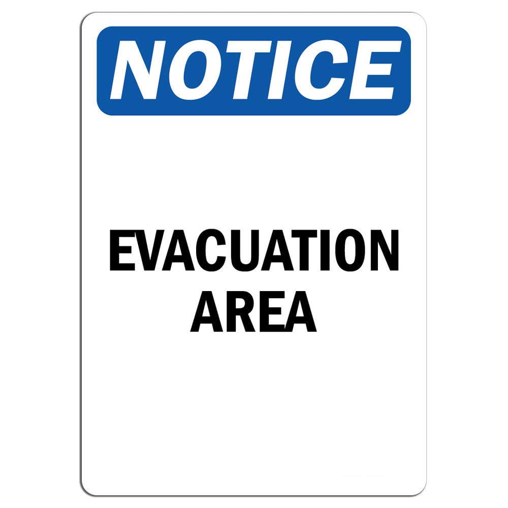 Vinyl Stickers - Notice - Evacuation Area Sign - Safety and Warning ...