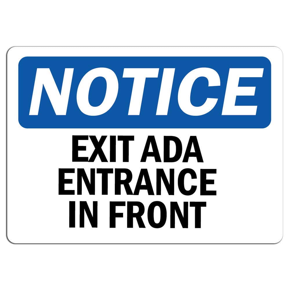 Vinyl Stickers - Notice - Exit Only Ada Entrance in Front Sign - Safety ...