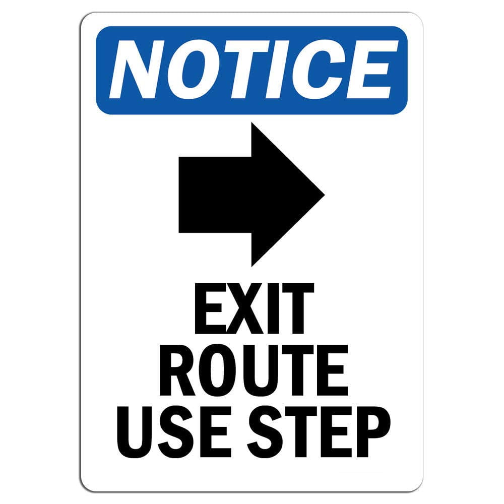 Vinyl Stickers - Notice - Exit Route Use Step Sign with Symbol - Safety ...