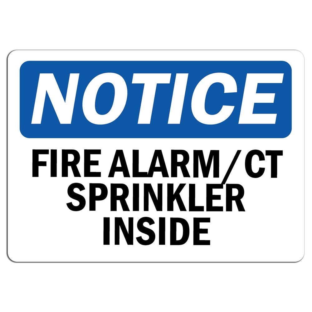 Vinyl Stickers - Notice - Fire Alarm CT Sprinkler Inside Sign - Safety ...