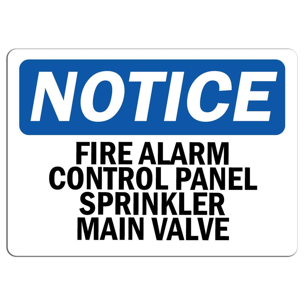 Vinyl Stickers - Notice - Fire Alarm Control Panel Sprinkler Main Valve ...