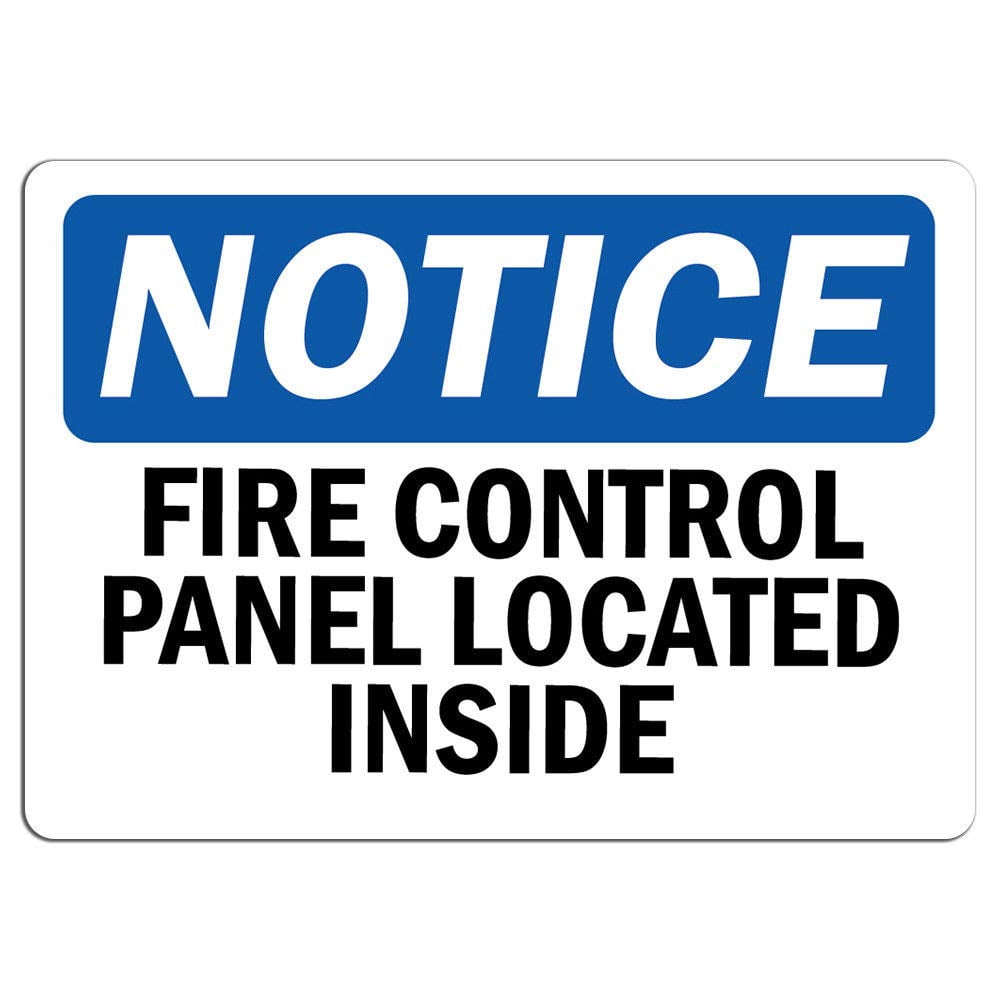 Vinyl Stickers - Notice - Fire Control Panel Located Inside -Safety and ...