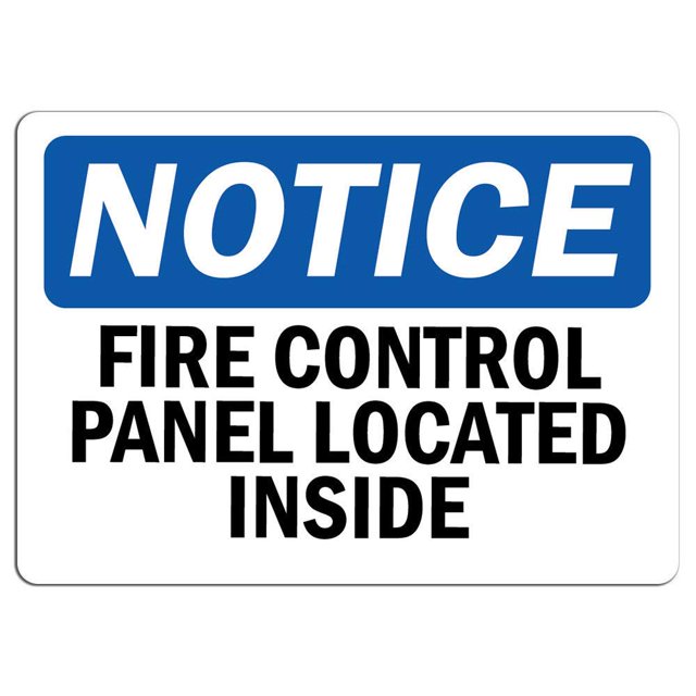 Vinyl Stickers - Notice - Fire Control Panel Located Inside -Safety and ...