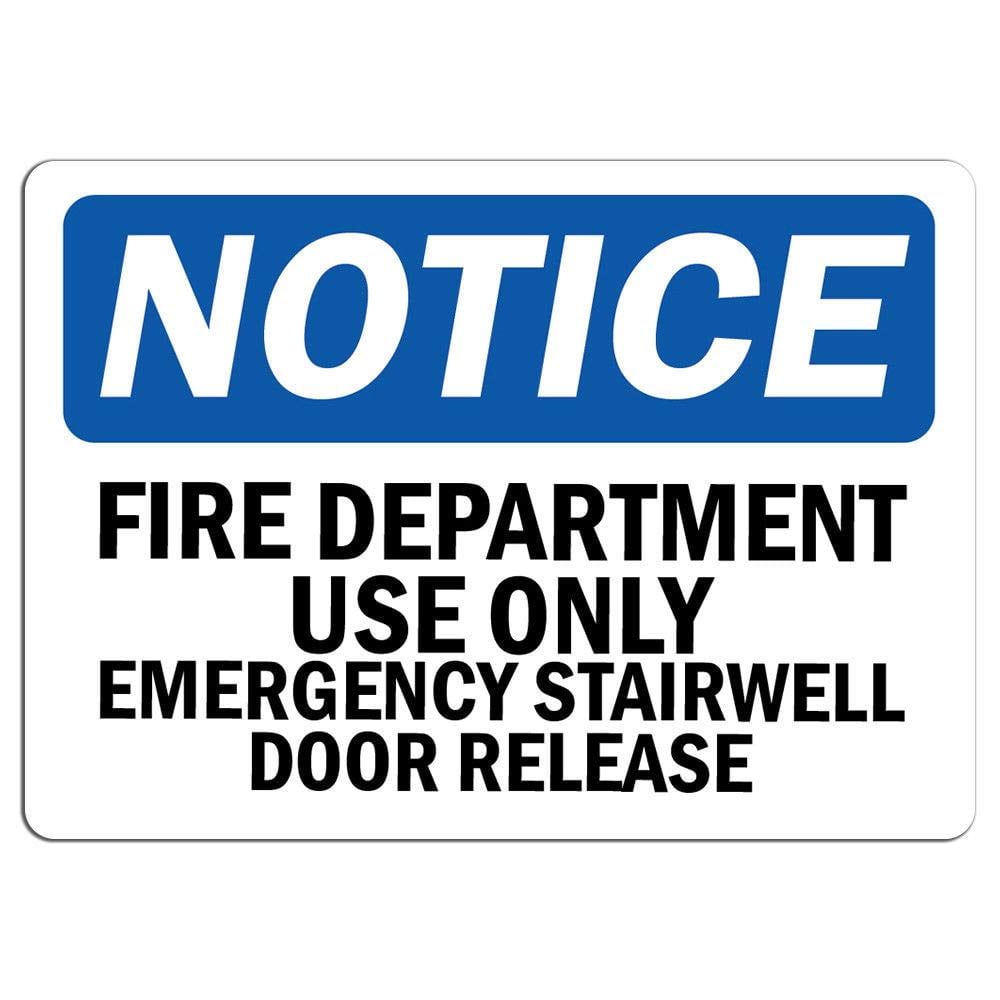 Vinyl Stickers - Notice - Fire Department Use Only Emergency Stairwell ...